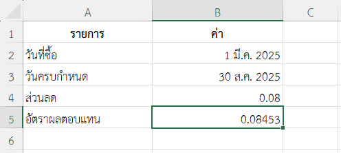 ฟังก์ชัน TBILLEQ ใน Excel | ดีครับดอทคอม